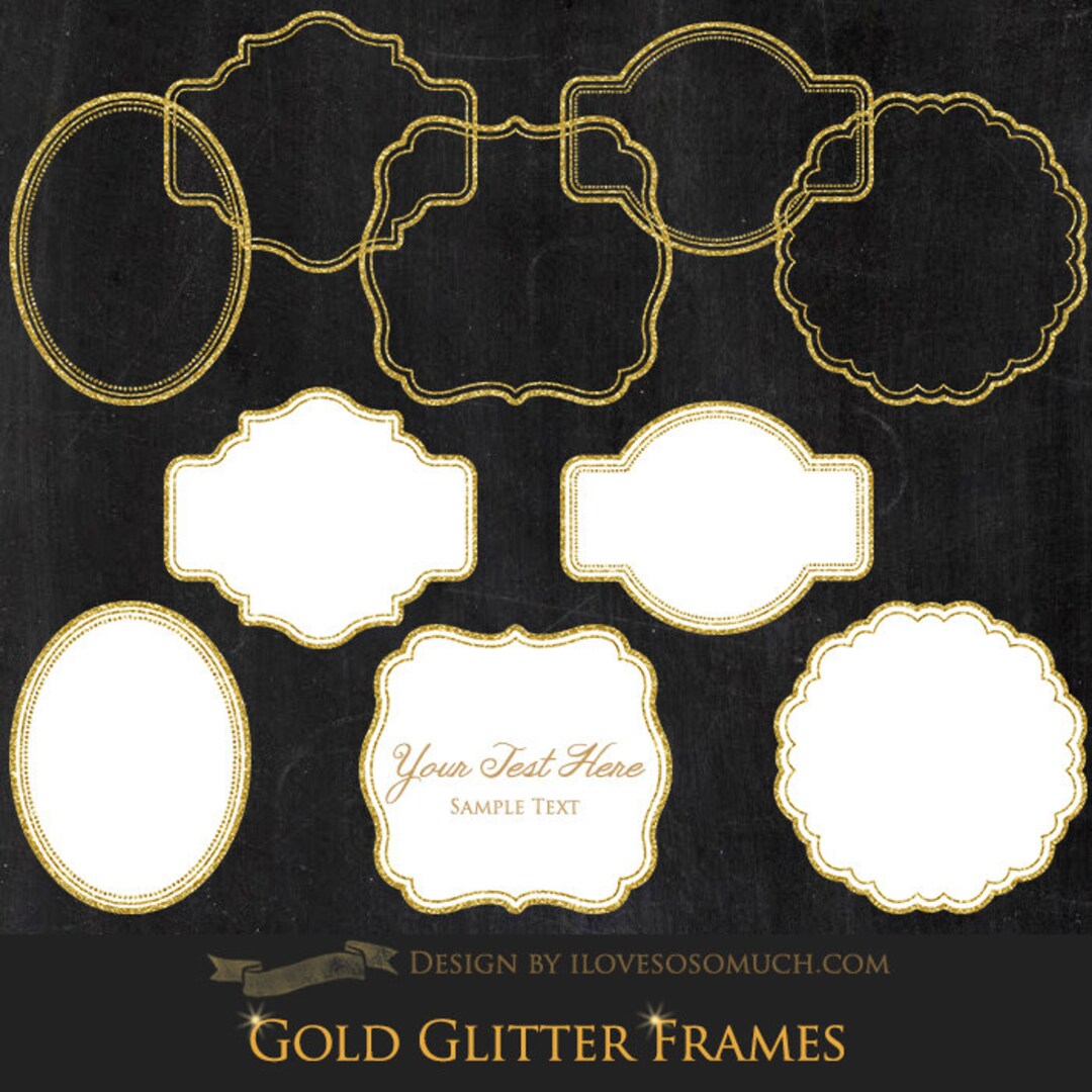 Gold Glitter Frames / Frames and Labels Clip Art - Instant Download ...