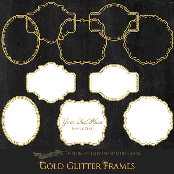 Gold Glitter Frames / Frames and Labels Clip Art - Instant Download ...