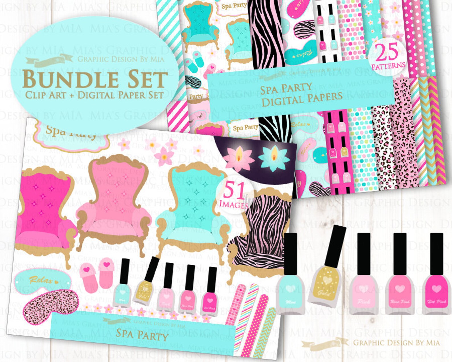 Spa, Spa Party, Spa Day, Spa Chair, Spa Birthday Party Clip Art ...