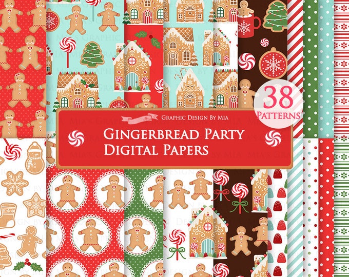 Gingerbread Digital paper: GINGERBREAD WONDERLAND Gingerbread house ...