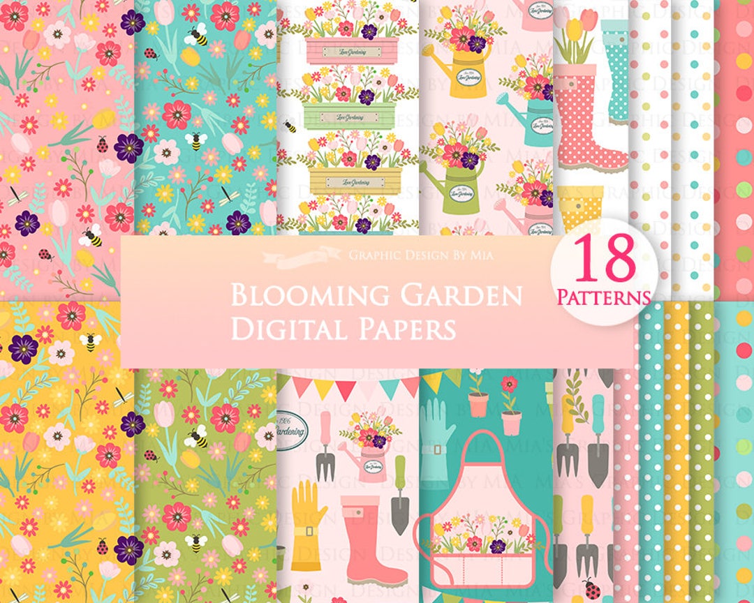 Blooming Garden, Flower, Blooming Flower, Flower Garden Digital Paper ...