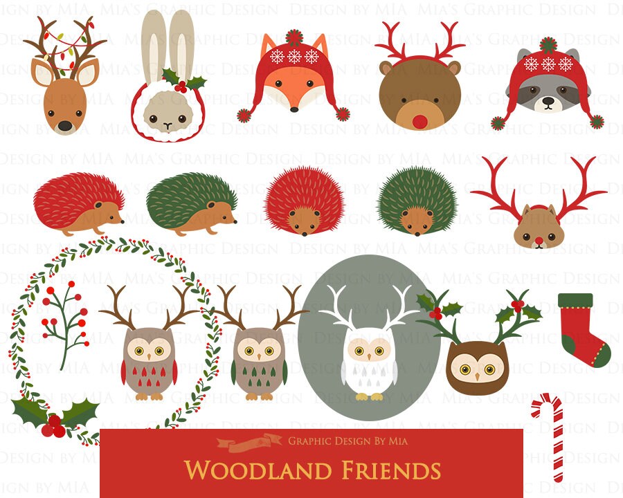 Woodland Friends Happy Holidays Christmas Winter Woodland - Etsy
