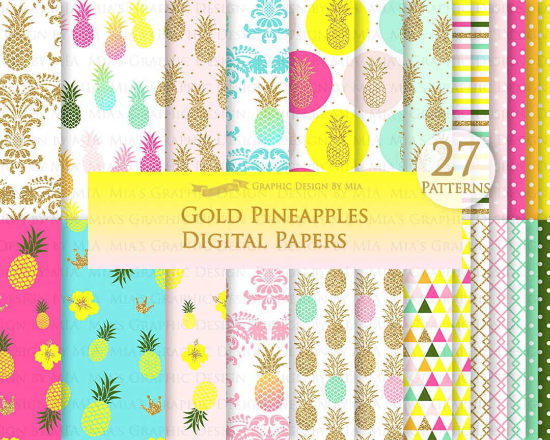 Pineapple. Gold Pineapple, Gold Glitter, Hawaiian Party, Aloha, Luau ...