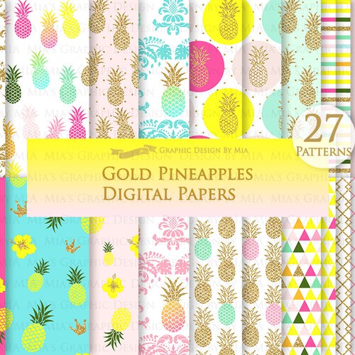 Pineapple. Gold Pineapple Gold Glitter Hawaiian Party - Etsy