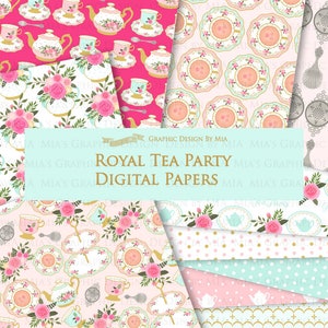 Tea, Tea Party, Tea Cup, Afternoon Tea, Rose, Pink & Mint Tea Digital ...