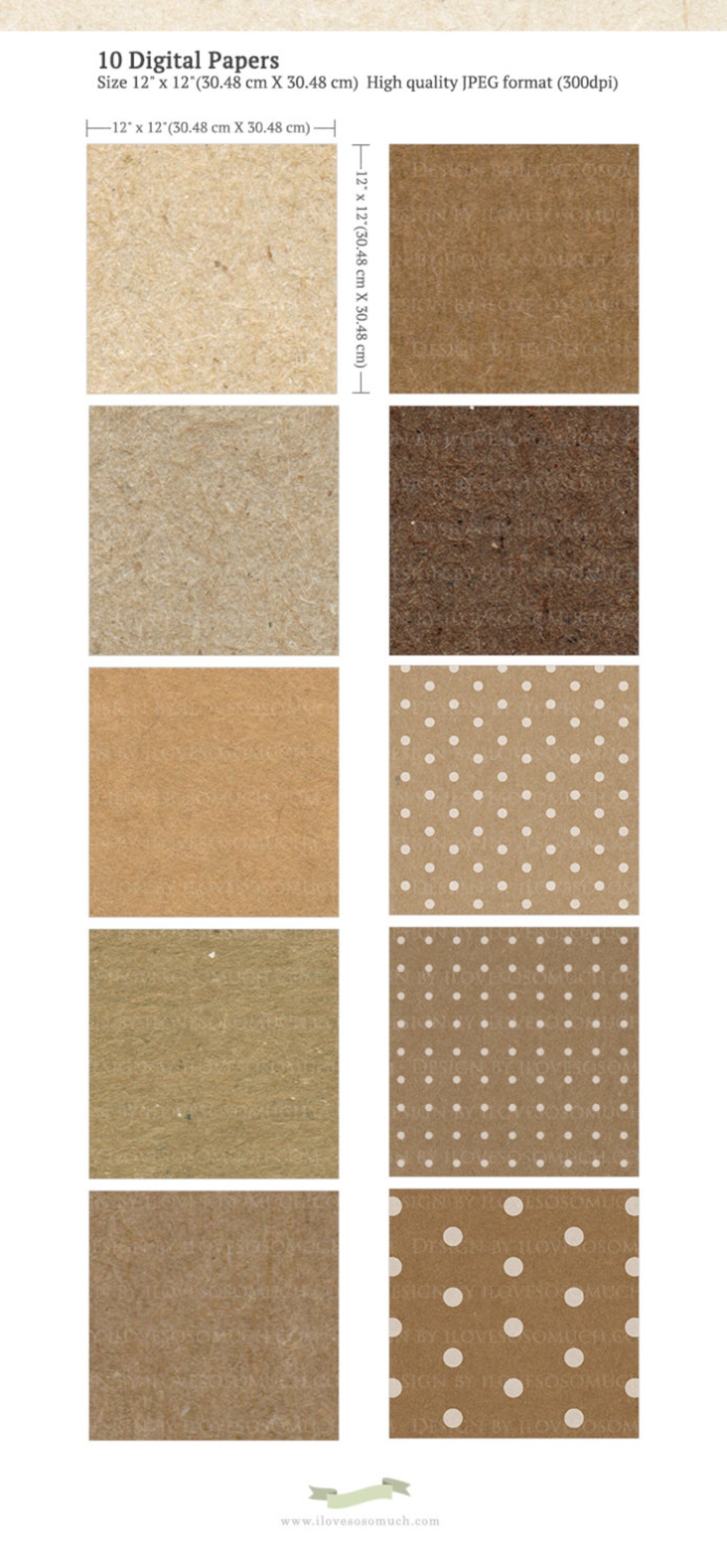 Natural Kraft Digital Paper Pack Instant Download DP065 - Etsy