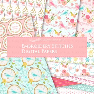 Sewing, Embroidery, Cross Stitches, Embroidery Stitches Digital Paper ...