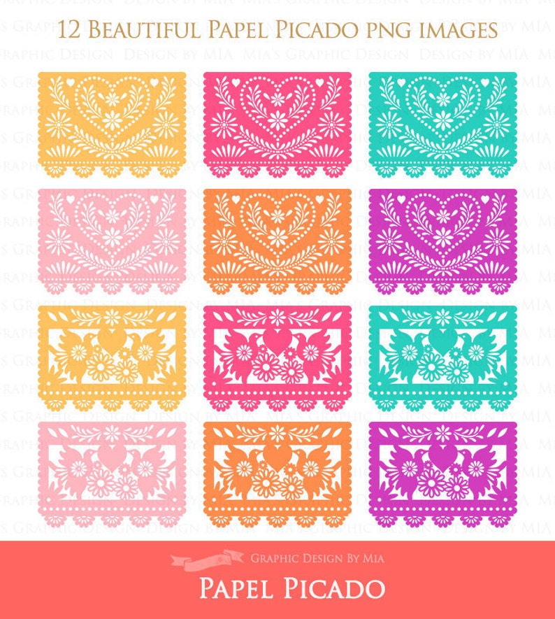 Papel Picado Clipart Mexican Bunting Banner Fiesta Bunting - Etsy