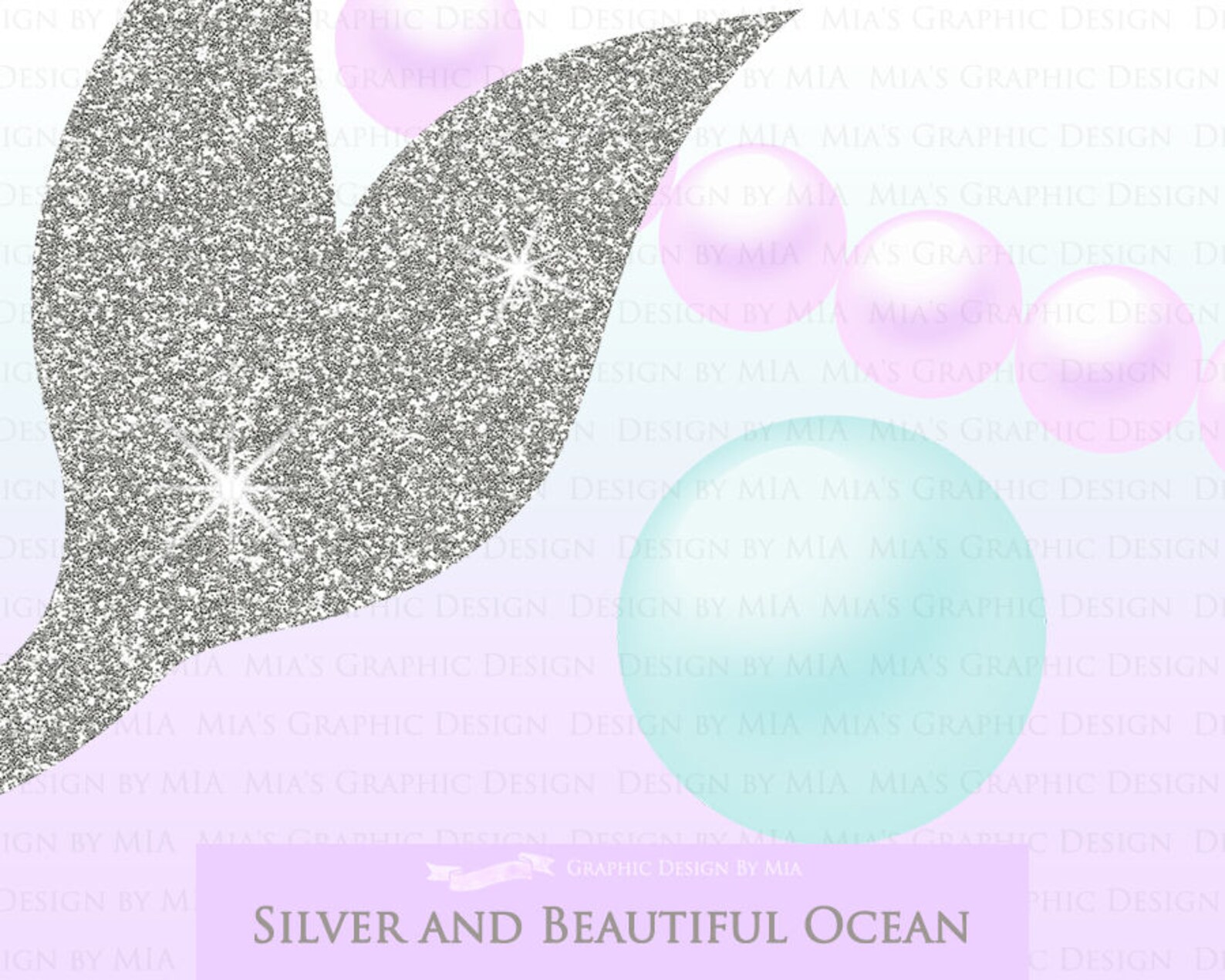Silver Mermaid Clip Art Digital Paper Set Mermaid Digital | Etsy