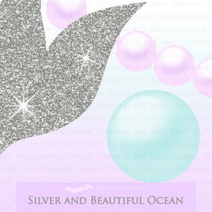 Silver Mermaid Clip Art + Digital Paper Set, Mermaid Digital - Instant ...