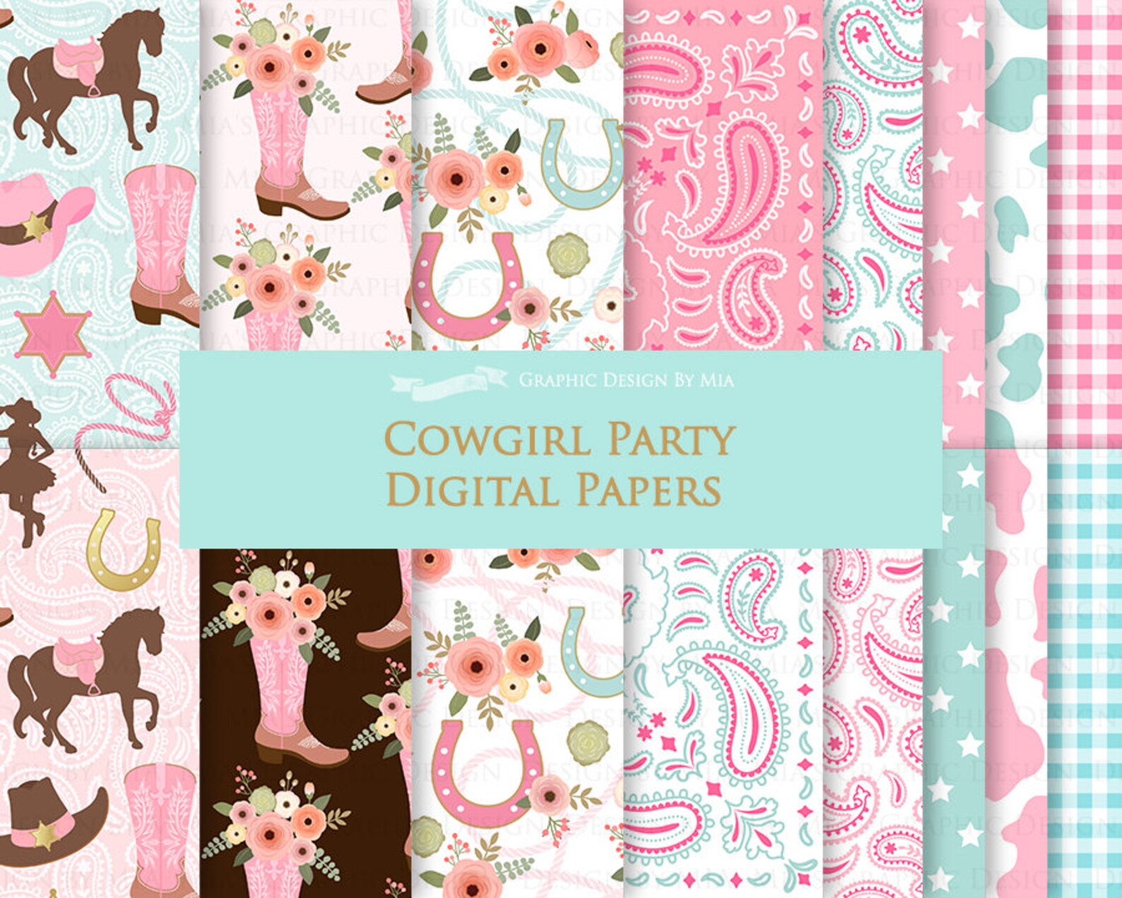 Cowgirl Clipart Cowgirl Digital Paper Cowgirl Digital | Etsy