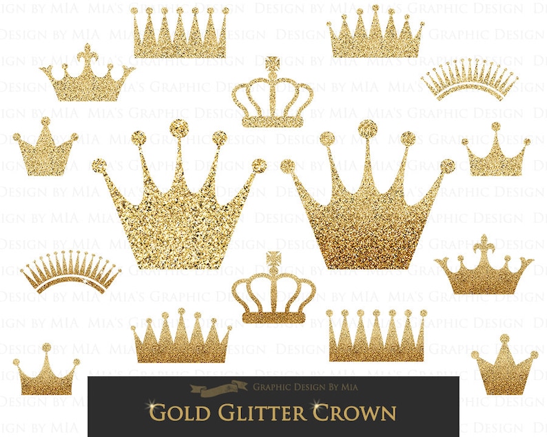 Gold Crown, Gold Glitter, Crown Digital, Crown Clip Art - Instant ...