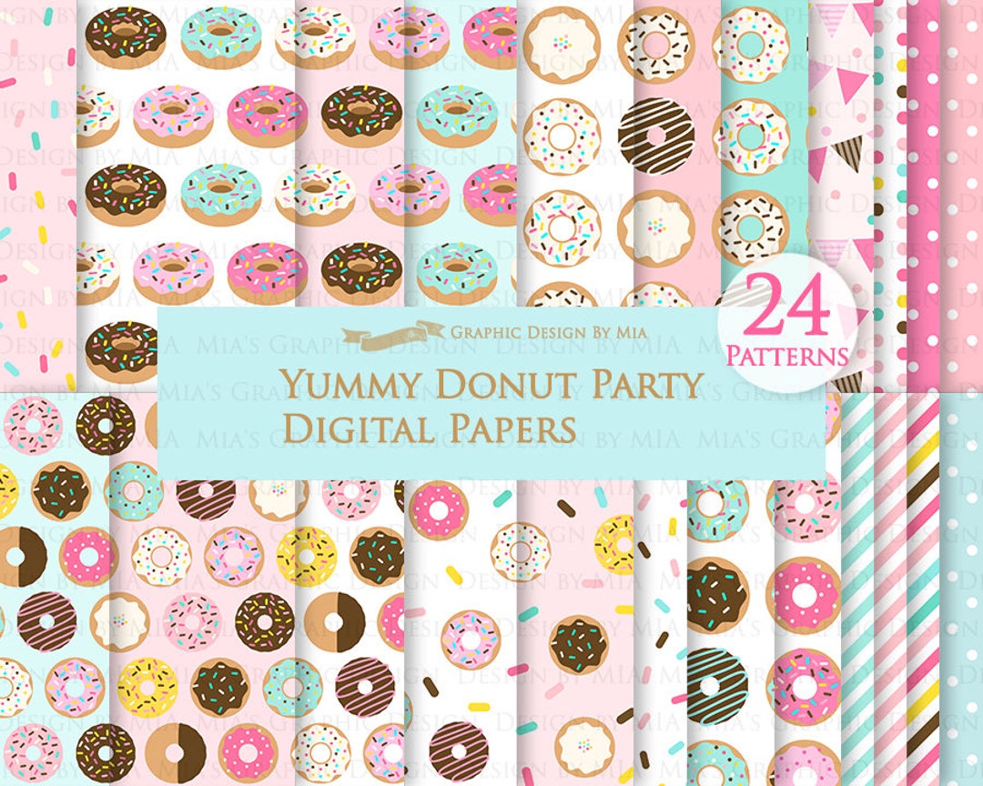 Donut, Yummy Donut Party, Doughnut, Donut Sprinkle Digital Paper Pack ...