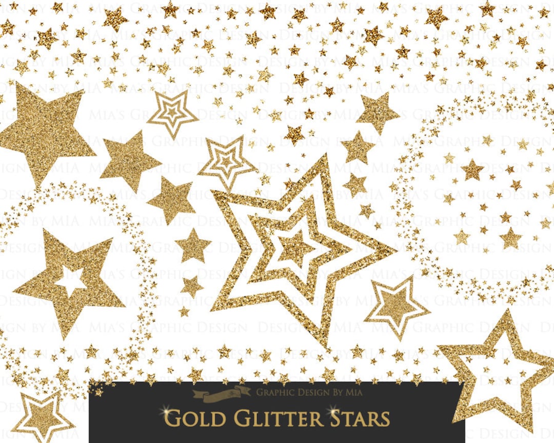 Gold Stars, Gold Glitter, Star Digital, Stars Clip Art - Instant Download - CA023 - Etsy