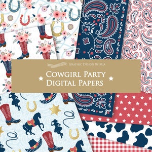Cowgirl Clipart, Cowgirl Digital Paper, Cowgirl Party, Cowgirl Boots ...