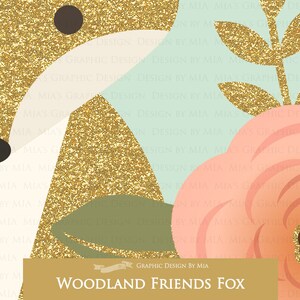 Fox Clipart, Glitter Gold Fox, Woodland Friends, Fox Digital, Fox Clip ...