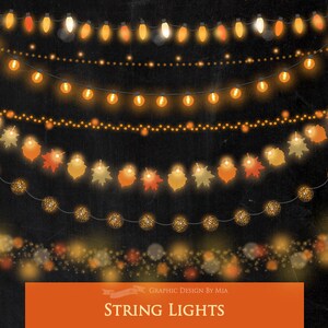 String Lights Clipart, Fairy Lights Clipart, Party Lights Clipart, Fall ...
