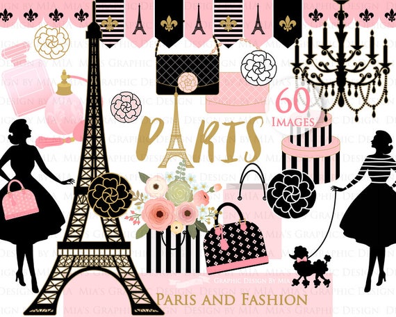 Paris Clip Art / Paris Theme Clip Art / Eiffel Tower Clip Art / Fashion ...
