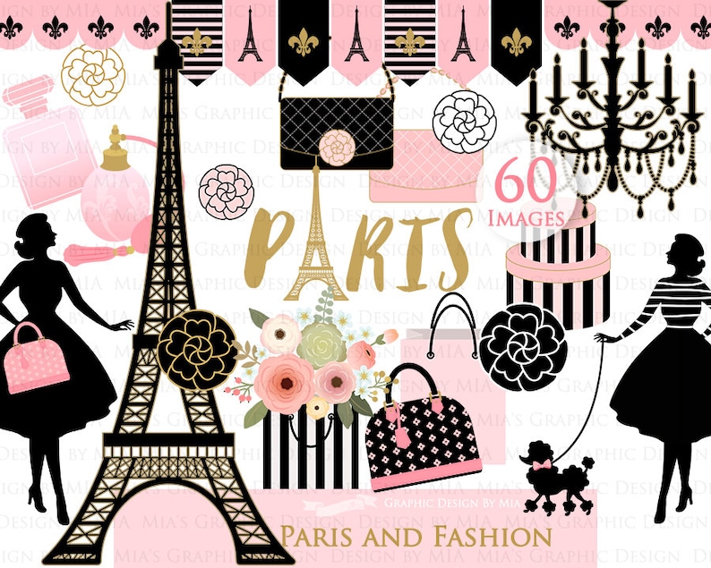 Paris Clip Art / Paris Theme Clip Art / Eiffel Tower Clip Art - Etsy