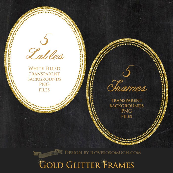Gold Glitter Frames / Frames and Labels Clip Art Instant | Etsy