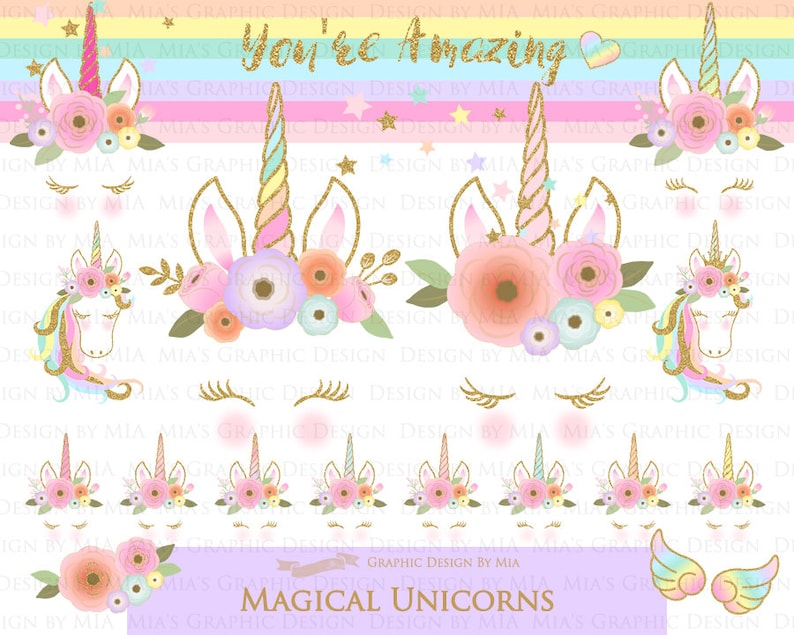 Magical Unicorns, Unicorn Horns, Unicorn Faces, Unicorn Heads, Gold ...