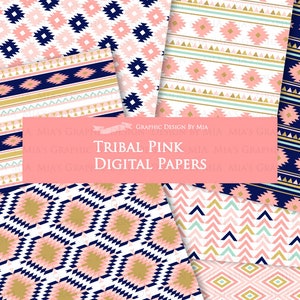 Tribal Pink Aztec Digital Paper Pack Instant Download | Etsy