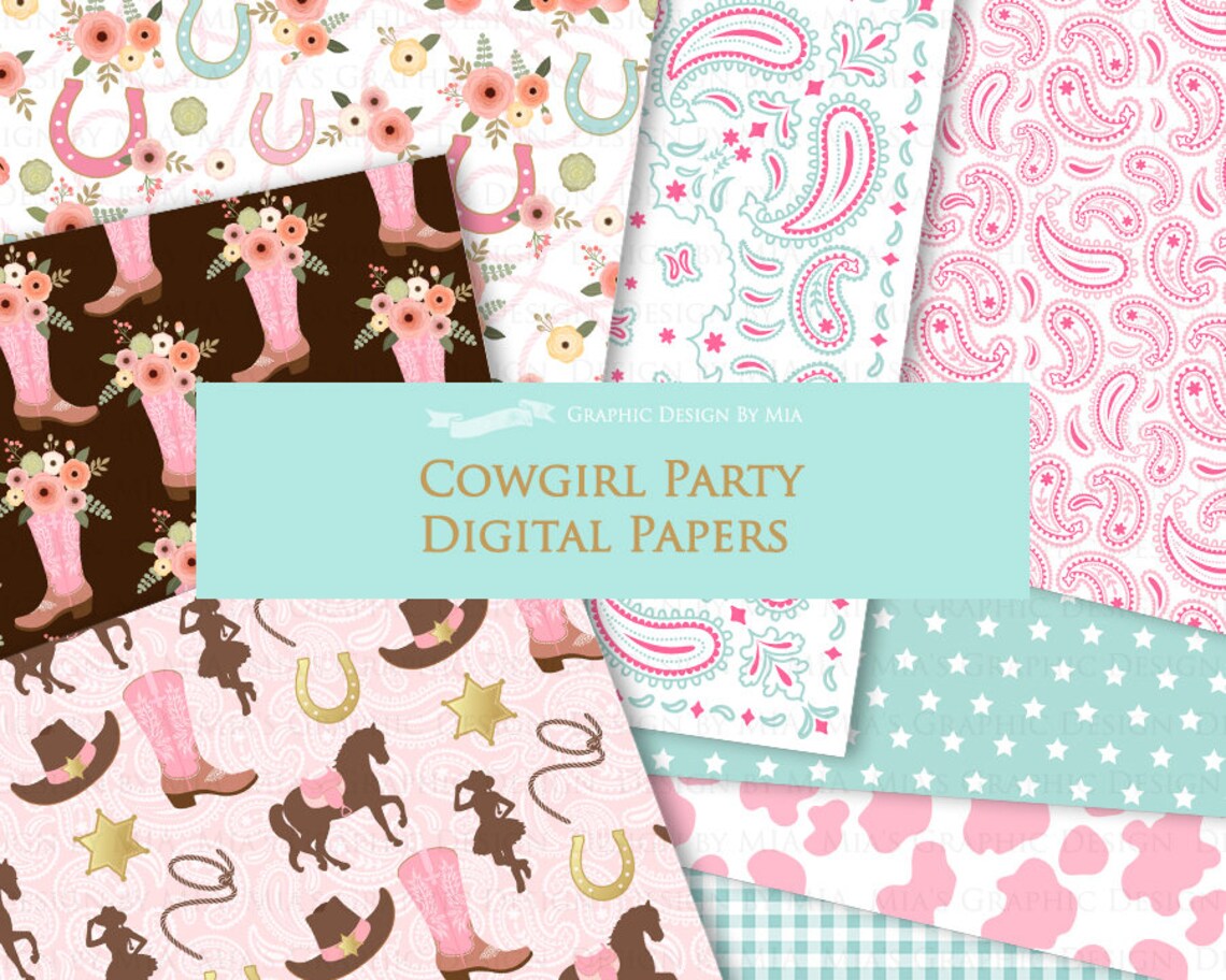 Cowgirl Digital Paper Cowgirl Digital Cowgirl Party Cowgirl - Etsy