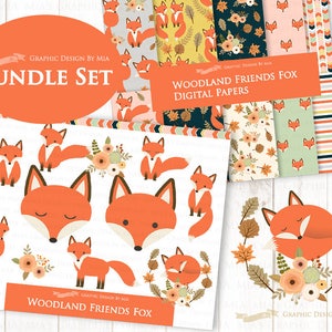 Fox Clipart, Red Fox, Woodland Friends, Fox Digital, Fox, Autumn, Fall ...