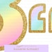 Rainbow Alphabet & Numbers, Gold Glitter Gradient Letters, Capital ...