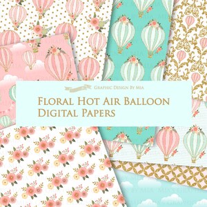 Air Balloon, Hot Air Balloon, Floral, Air Balloon Digital, Glitter Gold ...