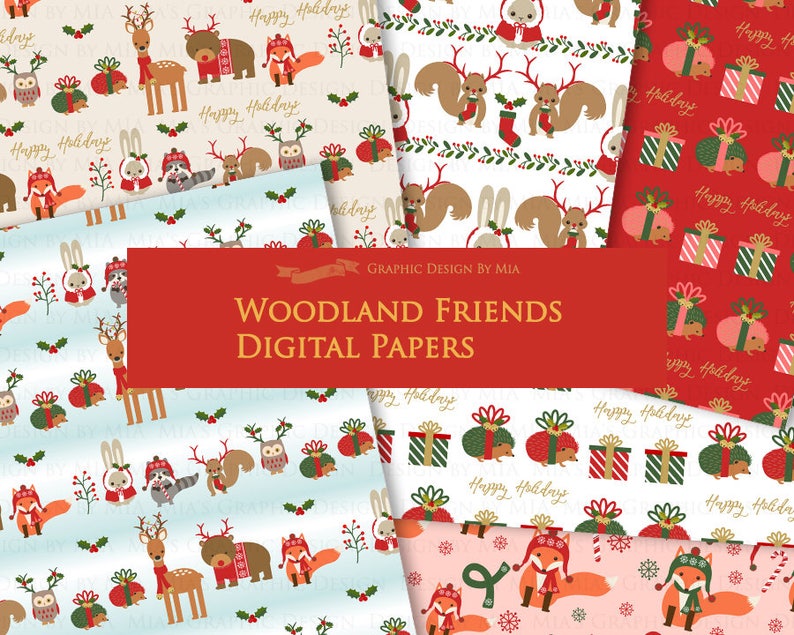 Woodland Friends, Happy Holidays, Christmas, Winter Woodland, Animal ...
