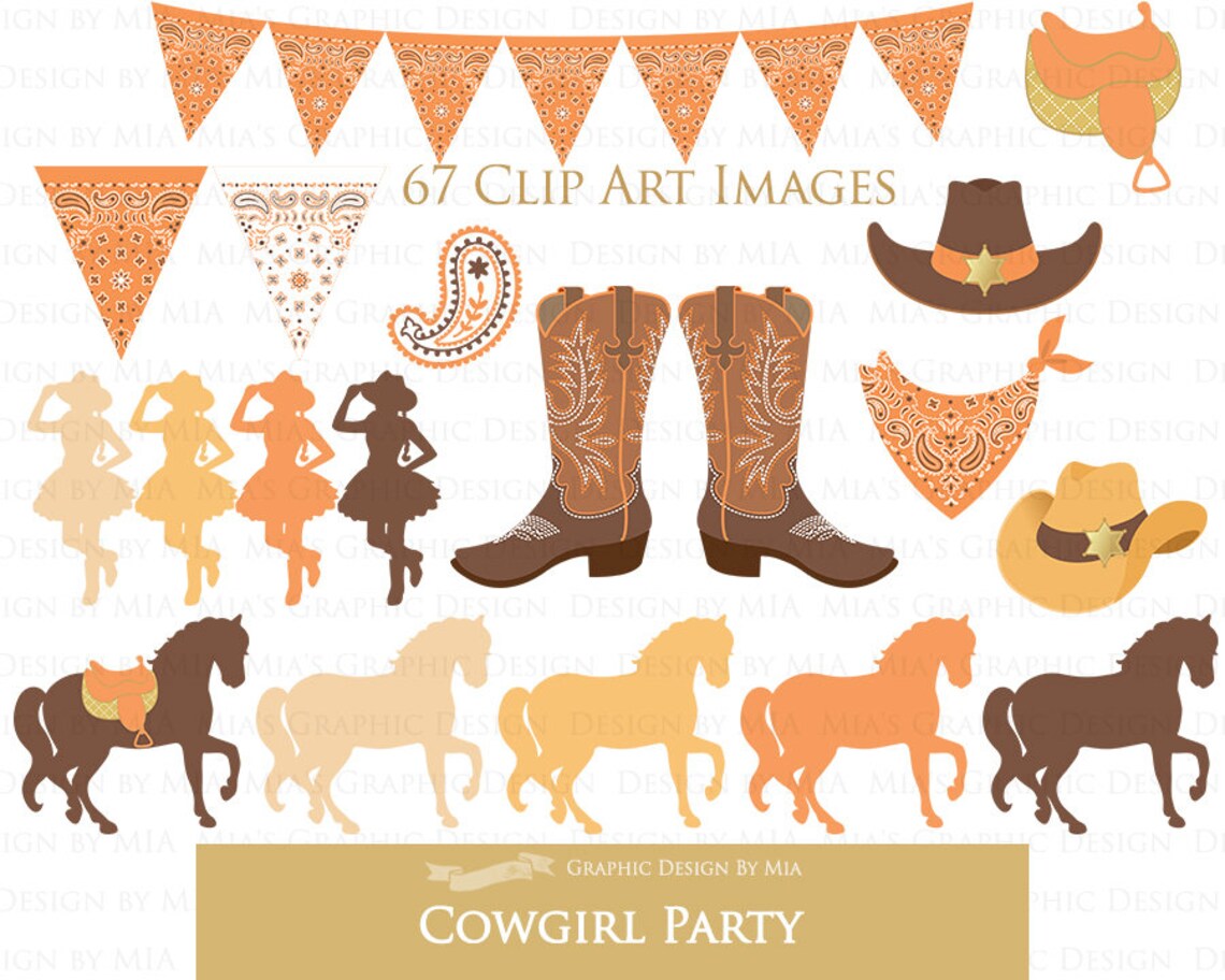 Cowgirl Clip Art, Cowgirl Digital, Cowgirl Party, Cowgirl Boots, Cowboy ...