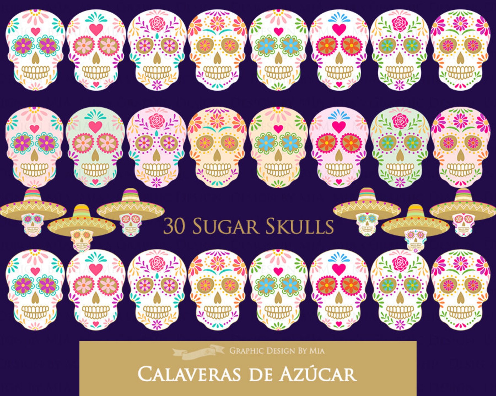 Sugar Skull / Calaveras De Azúcar Clip Art Instant Download | Etsy