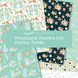 Fox Clipart, Mint Fox, Woodland Friends, Fox Digital, Fox Clip Art ...