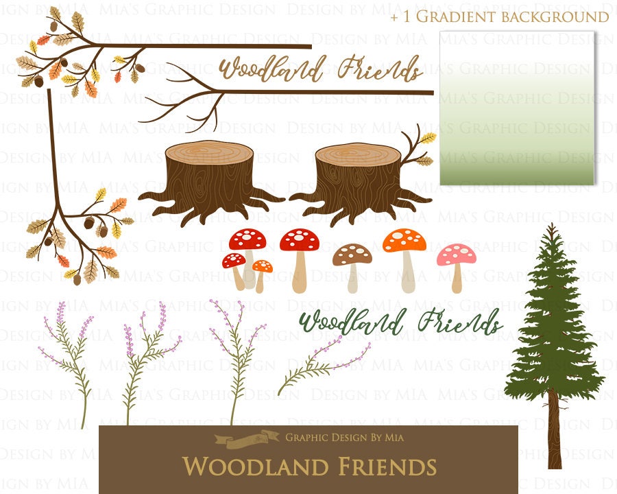 Woodland Clipart, Woodland Friends Clipart, Woodland Friends, Woodland ...