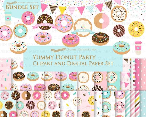 Donut, Yummy Donut Party, Doughnut, Donut Sprinkle Clip Art + Digital ...