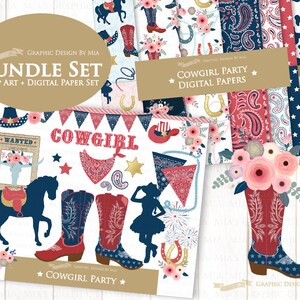 Cowgirl Clipart, Cowgirl Digital Paper, Cowgirl Party, Cowgirl Boots ...