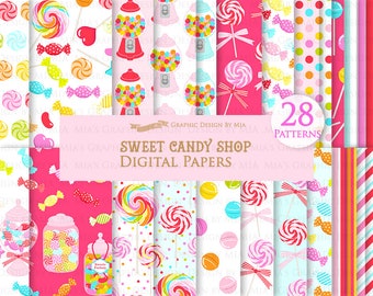Candy Digital Paper COMMERCIAL USE Candy Pattern Printable - Etsy