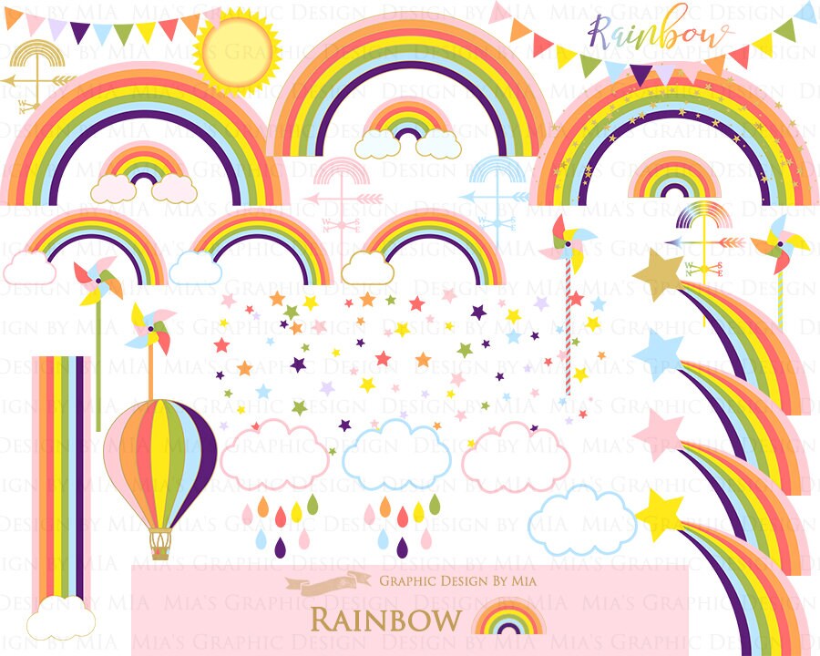 Rainbows Cute Rainbow Rain Clouds Colorful Rainbow Party - Etsy