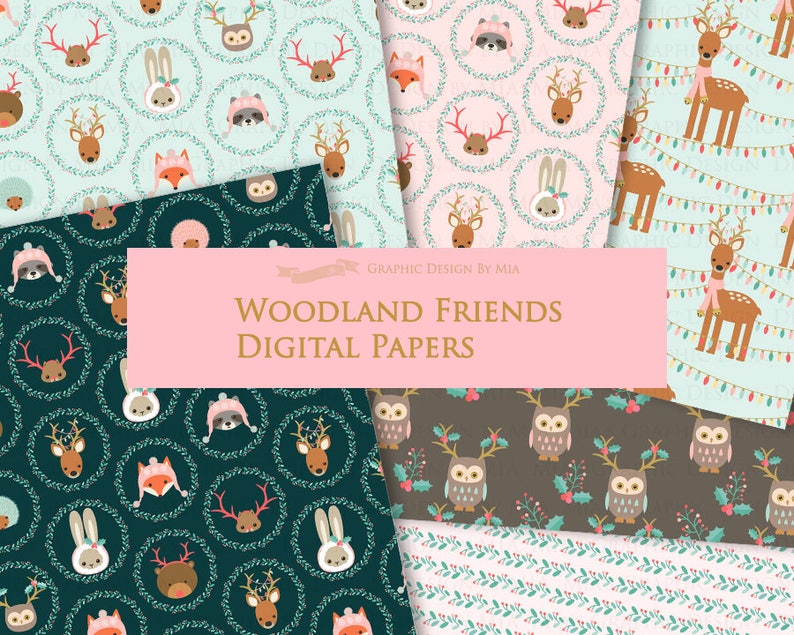 Woodland Friends Happy Holidays Christmas Winter Woodland | Etsy