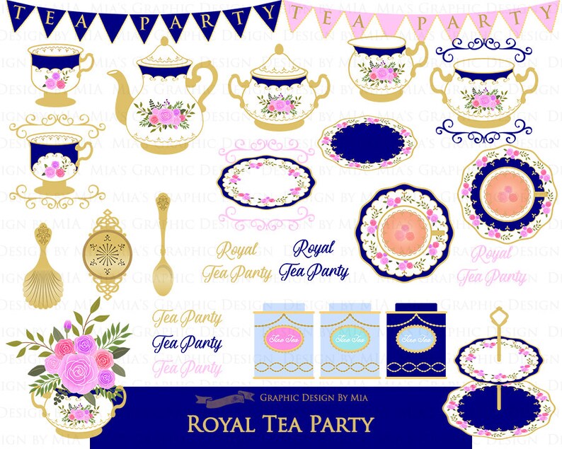 Tea, Tea Party, Tea Cup, Afternoon Tea, Rose, Royal Blue Tea Clip Art ...