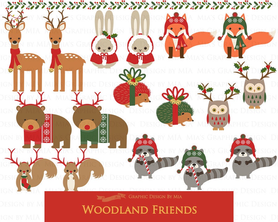 Woodland Friends, Happy Holidays, Christmas, Winter Woodland, Animal ...