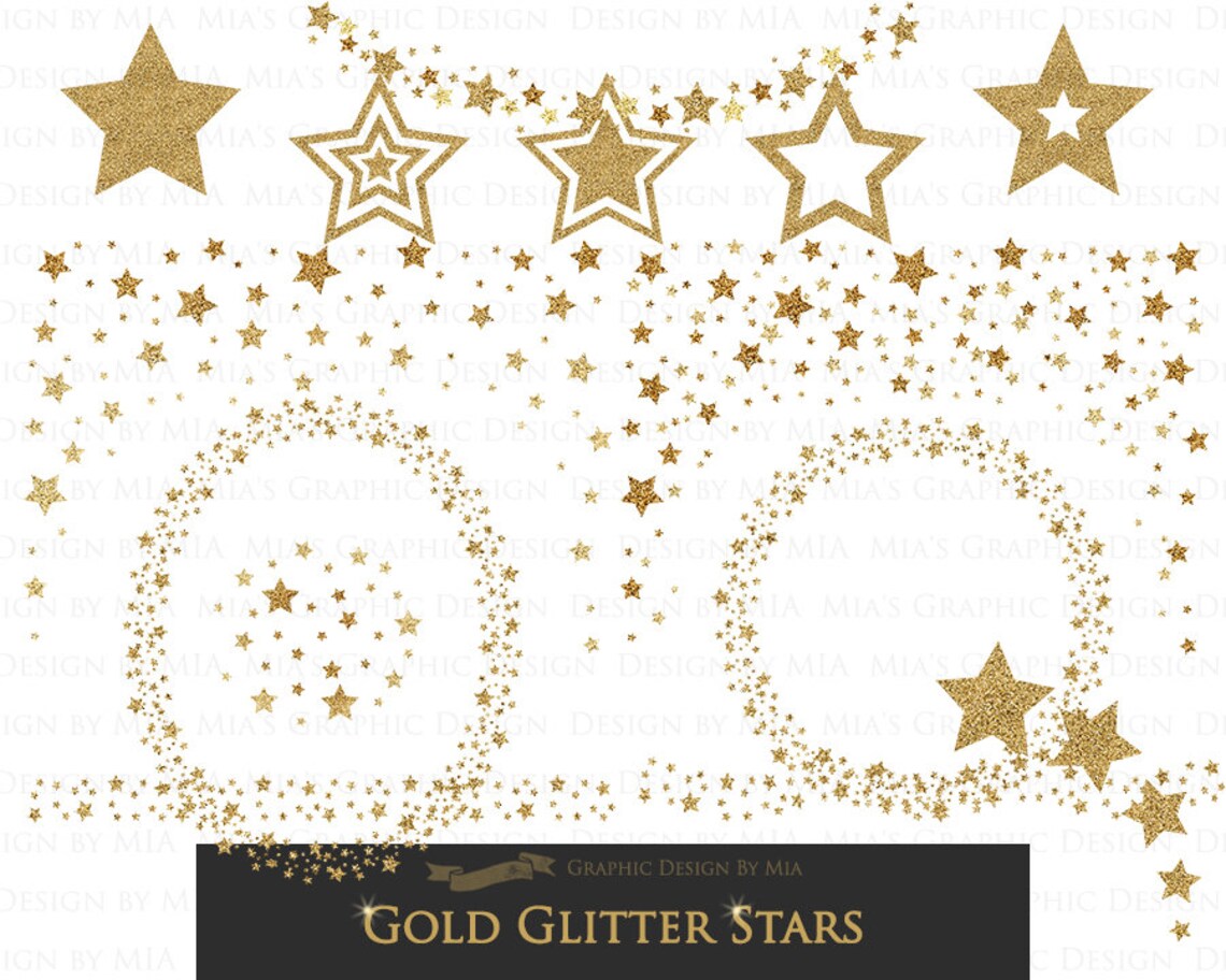 Gold Stars Gold Glitter Star Digital Stars Clip Art - Etsy