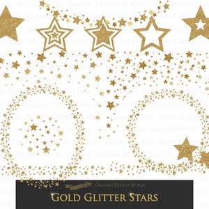 Gold Stars, Gold Glitter, Star Digital, Stars Clip Art - Instant ...