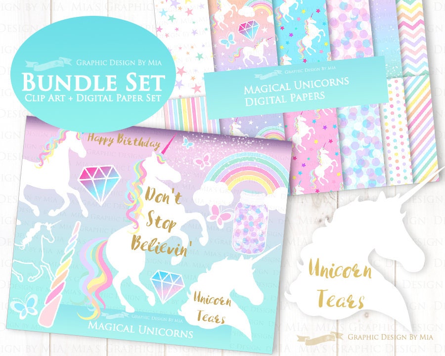 Craft Supplies & Tools Paper, Party & Kids Instant Download Unicorn ...