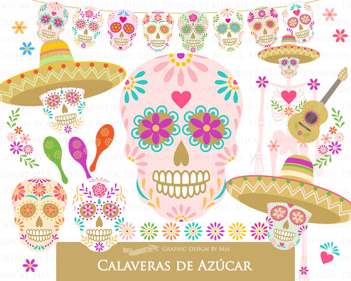 Sugar Skull / Calaveras De Azúcar Clip Art - Instant Download - CA171 ...