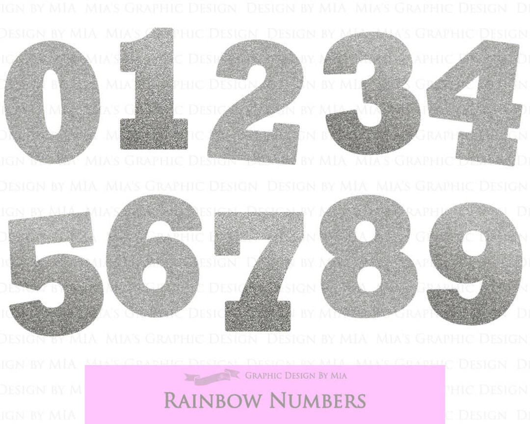 Silver Numbers, Silver Glitter Numbers, Numbers Clip Art - Instant ...