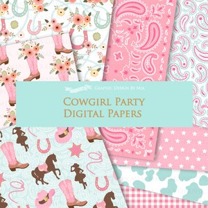 Cowgirl Clipart, Cowgirl Digital Paper, Cowgirl Digital, Cowgirl Party ...