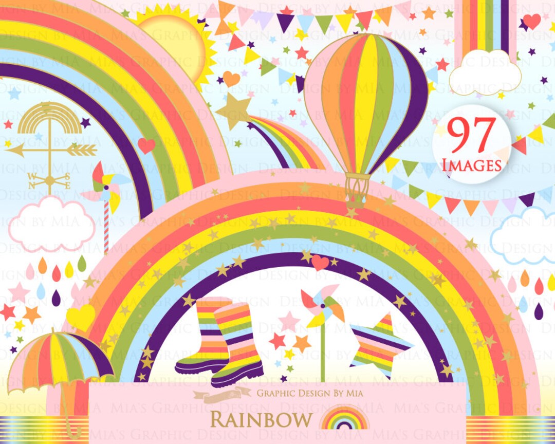 Rainbows, Cute Rainbow, Rain, Clouds, Colorful Rainbow Party, Sun Sky ...