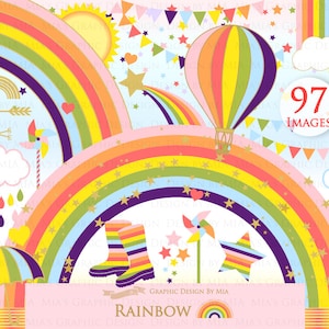 Rainbows, Cute Rainbow, Rain, Clouds, Colorful Rainbow Party, Sun Sky ...